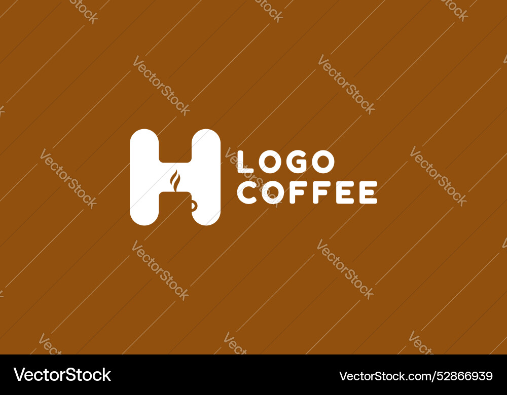 Logo letter h capital with coffee cup Royalty Free Vector