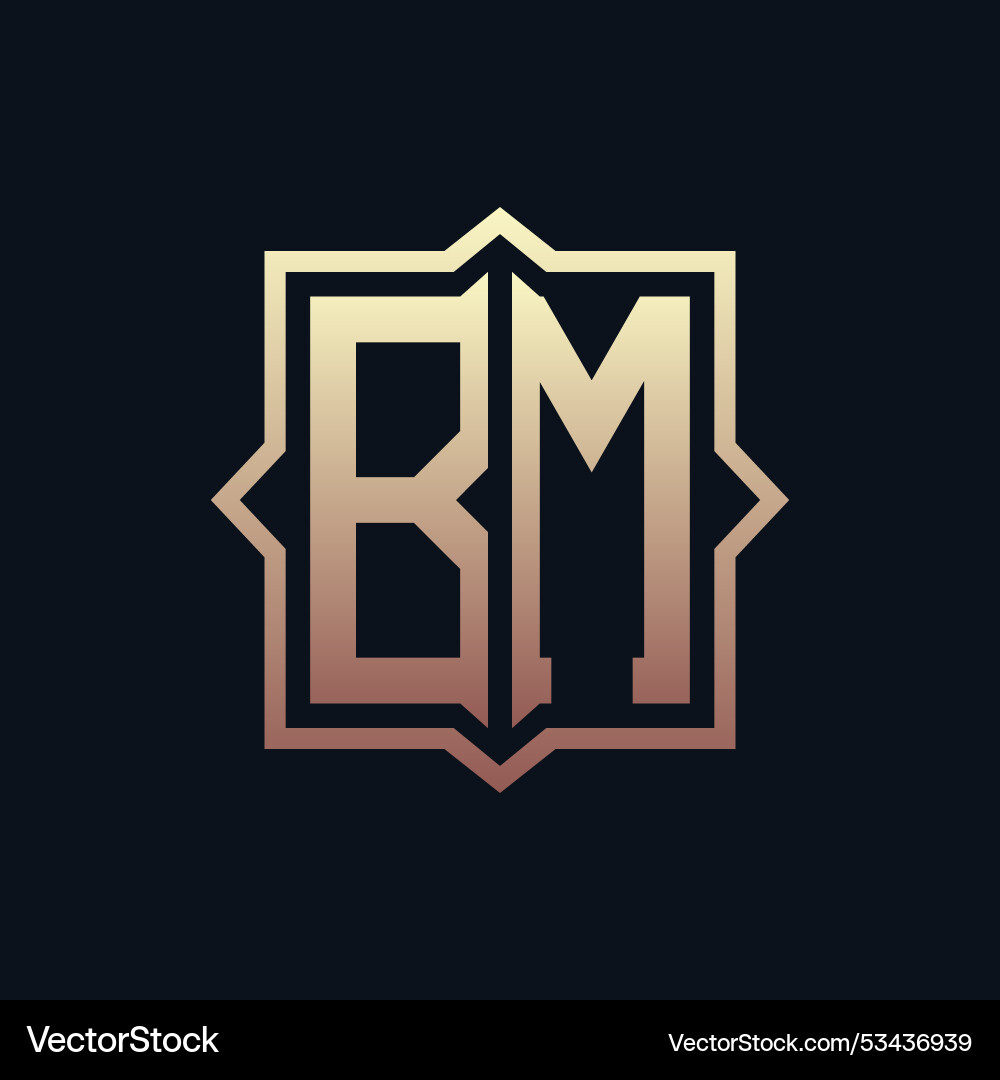 Luxury initial bm monogram logo design elegant Vector Image