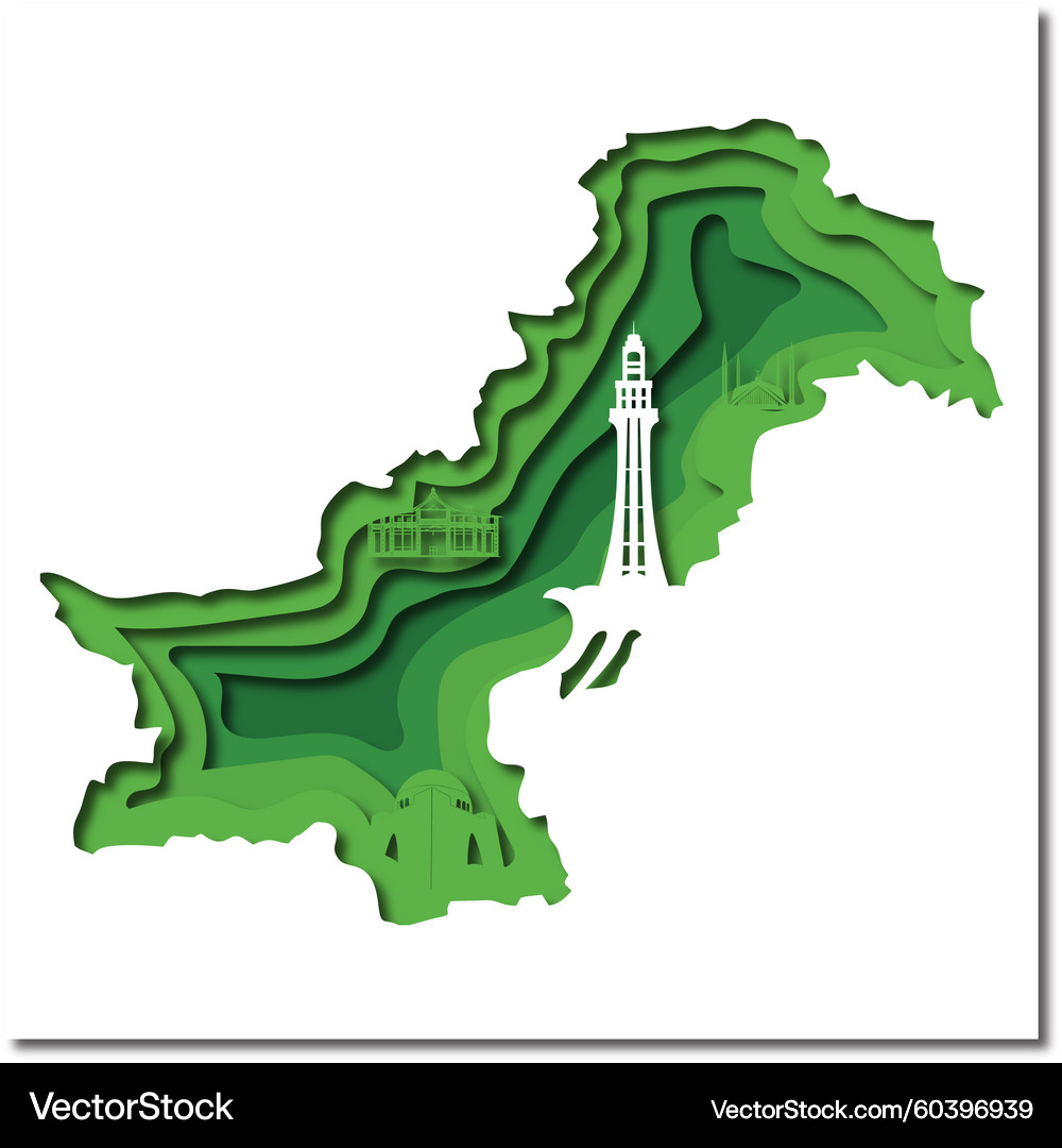 Pakistan Landmarks Paper Cutout – Royalty-Free Vector | VectorStock
