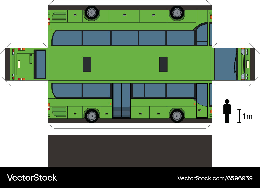 Paper model of a green bus Royalty Free Vector Image