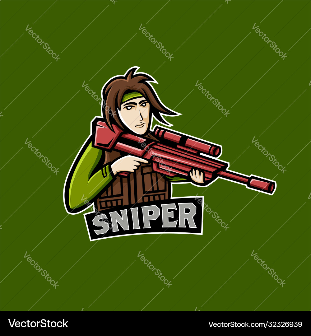 Red sniper mascot logo team man Royalty Free Vector Image