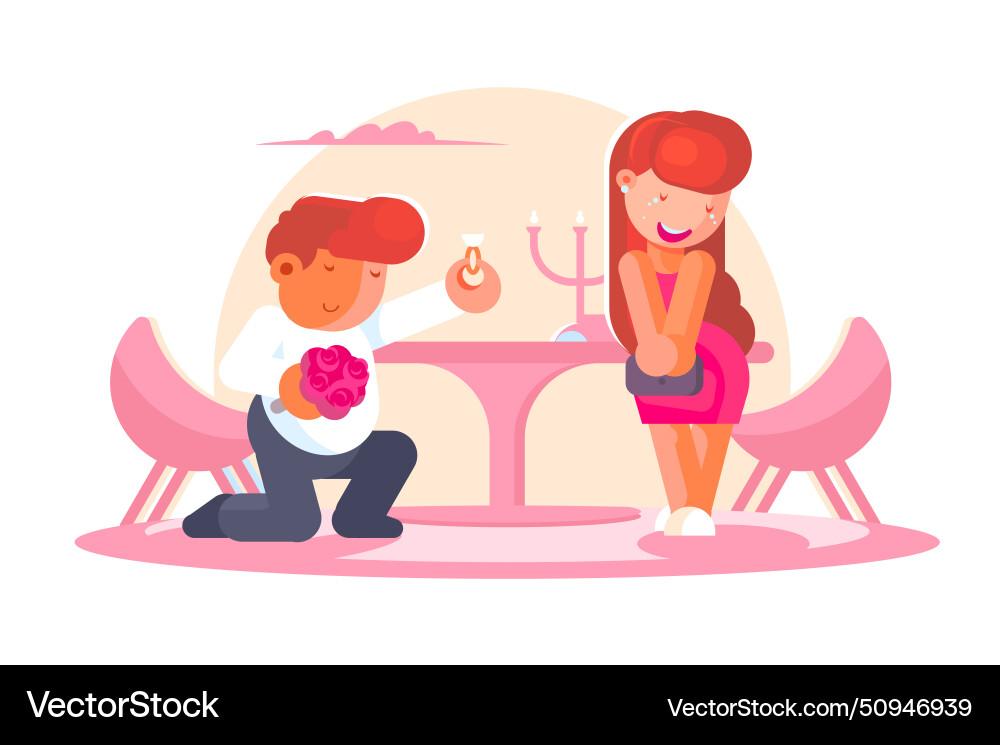 Romantic proposal concept Royalty Free Vector Image