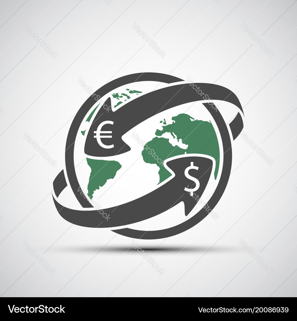 Simple icon earth planet with arrows money Vector Image