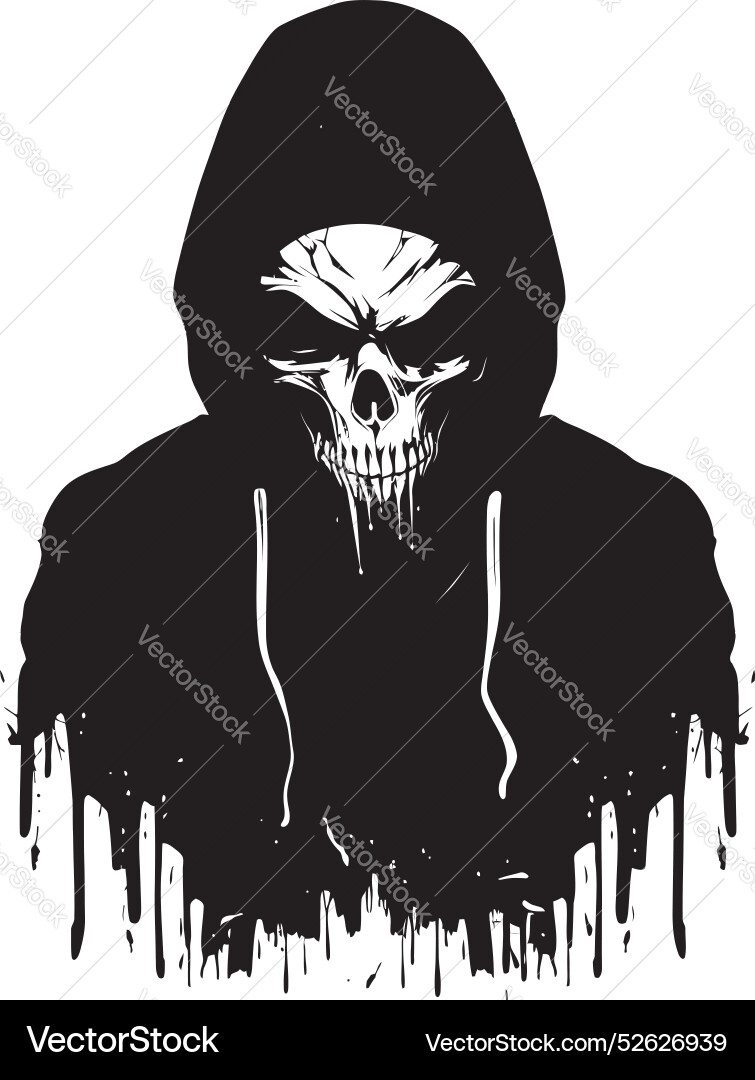 Streetwise skele hooded skeleton icon Royalty Free Vector
