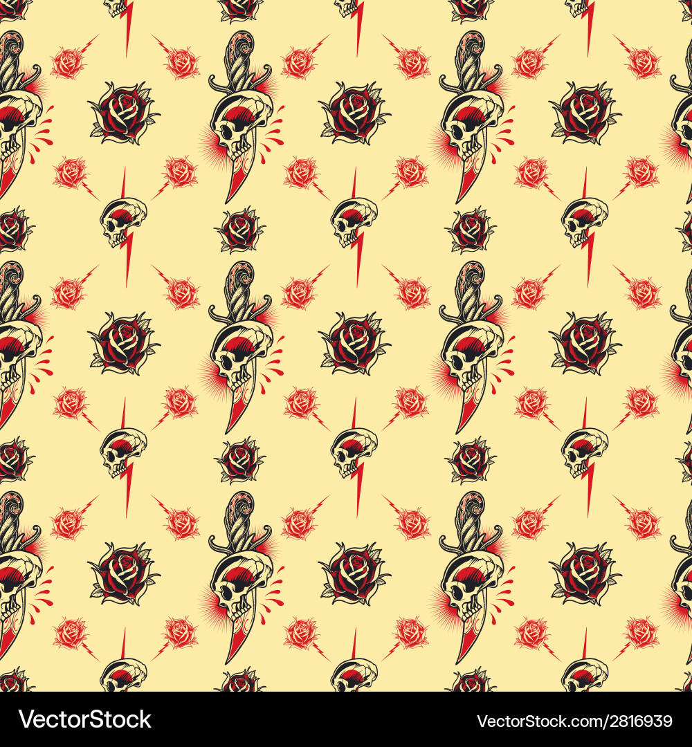 Tattoo seamless pattern Royalty Free Vector Image