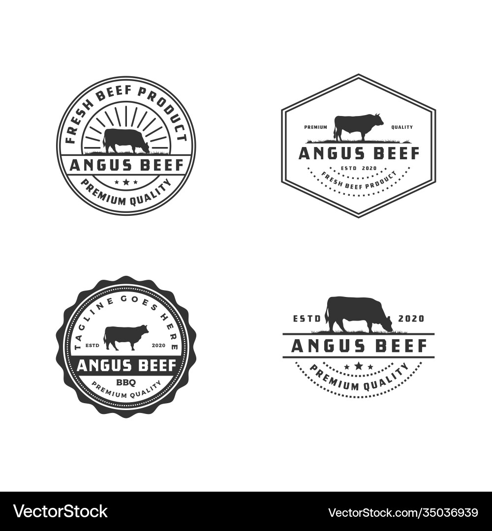 Vintage Cattle Angus Beef Label Royalty Free Vector Image