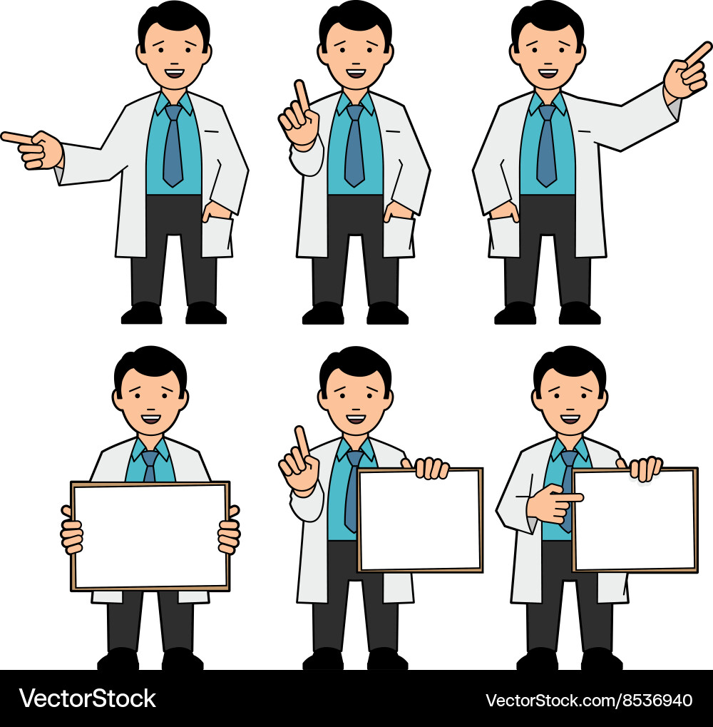 A man in tie and white lab coat Royalty Free Vector Image
