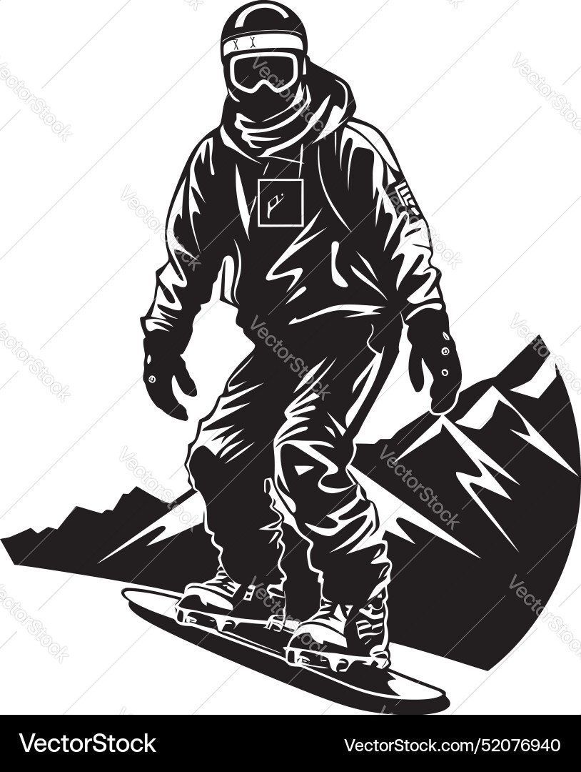 Avalanche ace logo with snowboarding man graphic Vector Image