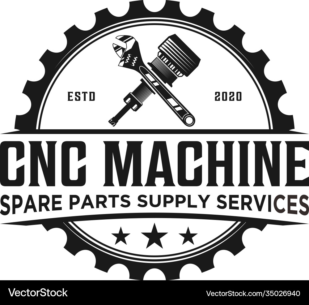 Cnc machine modern technology logo Royalty Free Vector Image Cnc machine modern technology logo Royalty Free Vector Image