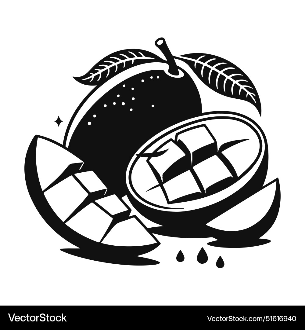 Flat mango silhouette in clean black and white Vector Image