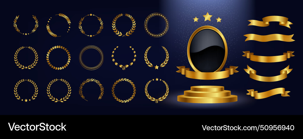 Golden frame and ribbon background luxury Vector Image