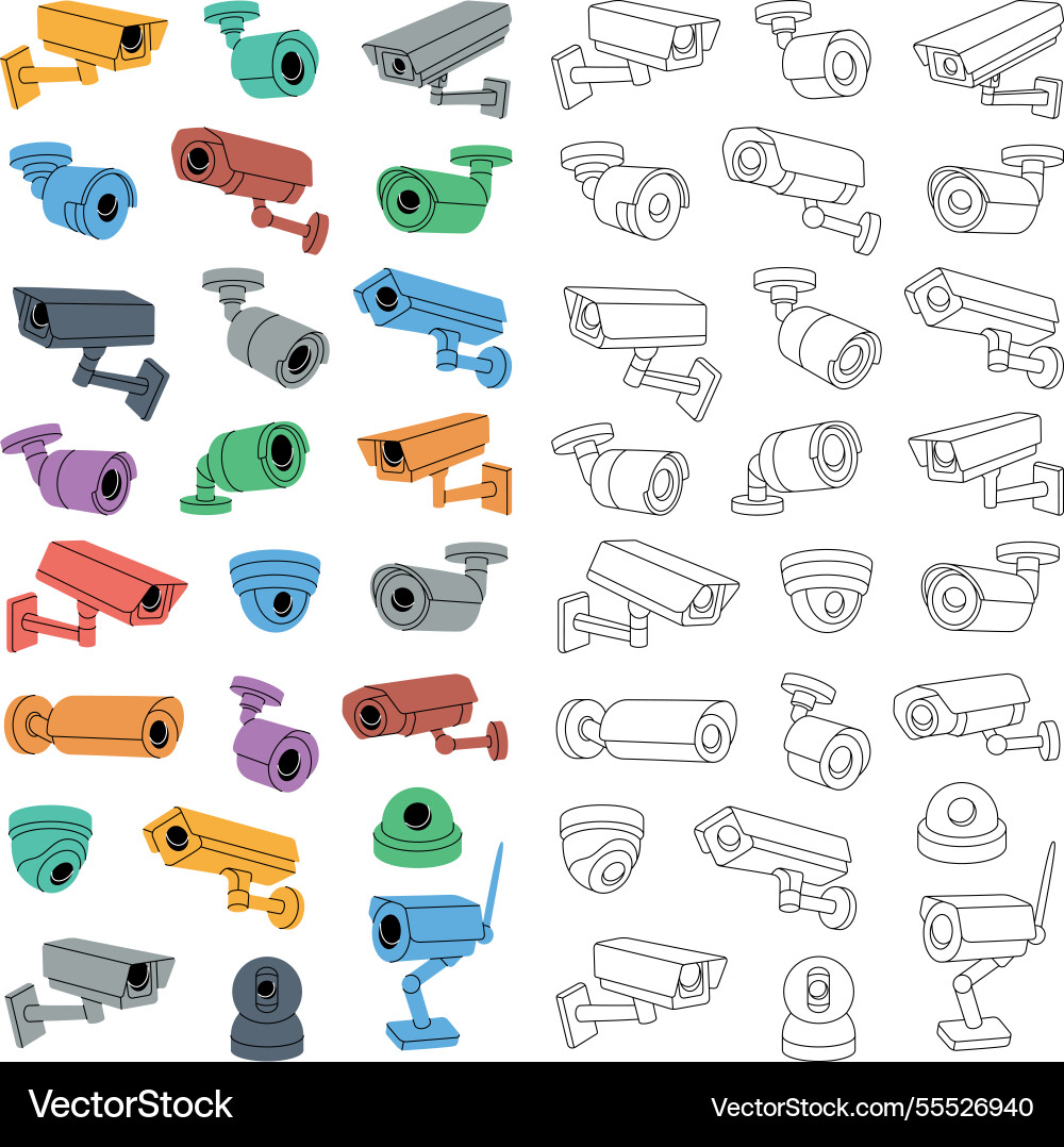 Security cameras in vertical banner cctv video Vector Image