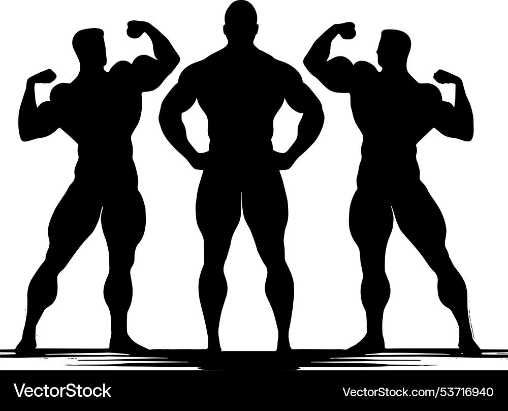 Silhouette der Bodybuilder posieren Lizenzfreier Vektor