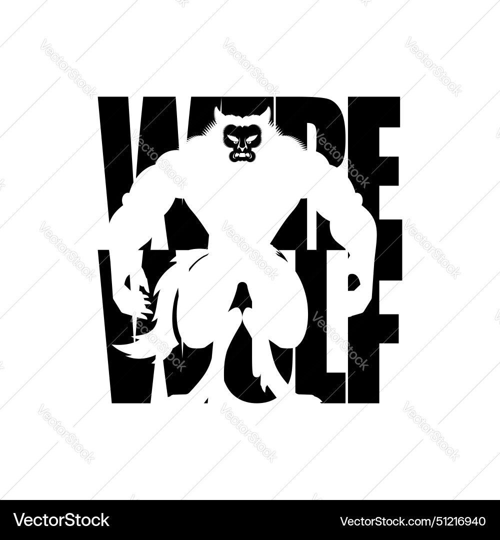 Werewolf lettering silhouette of in text werwolf Vector Image