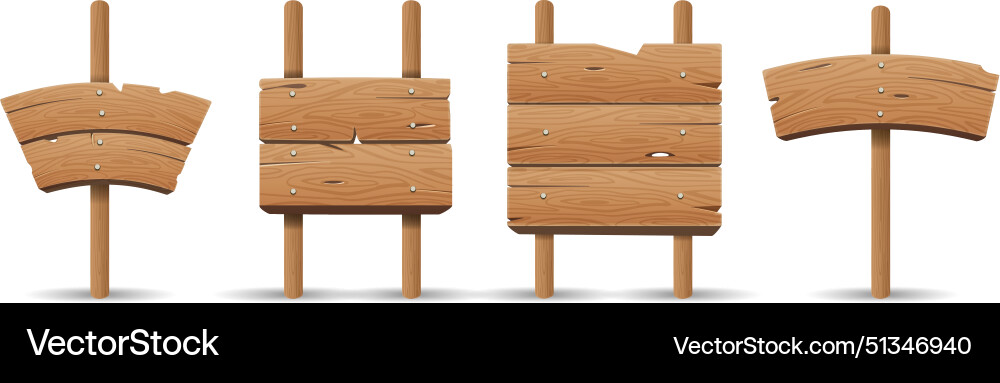 Wooden signboards with stick Royalty Free Vector Image
