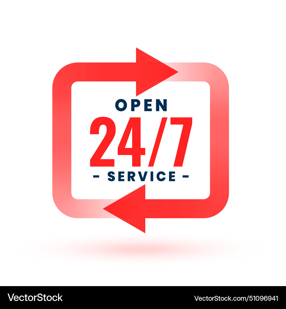 Always open 24 hour help assistance template Vector Image