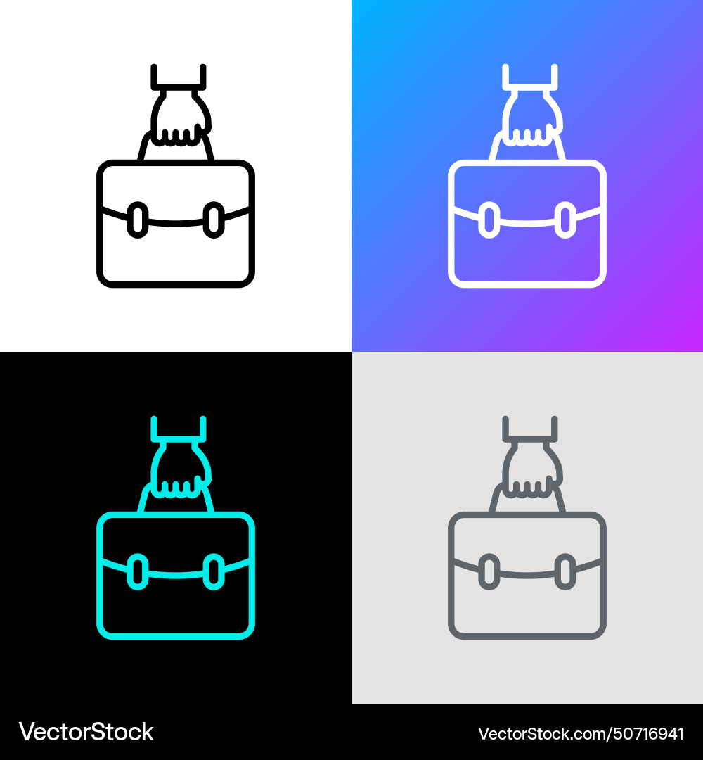 Briefcase in hand thin line icon symbol Royalty Free Vector