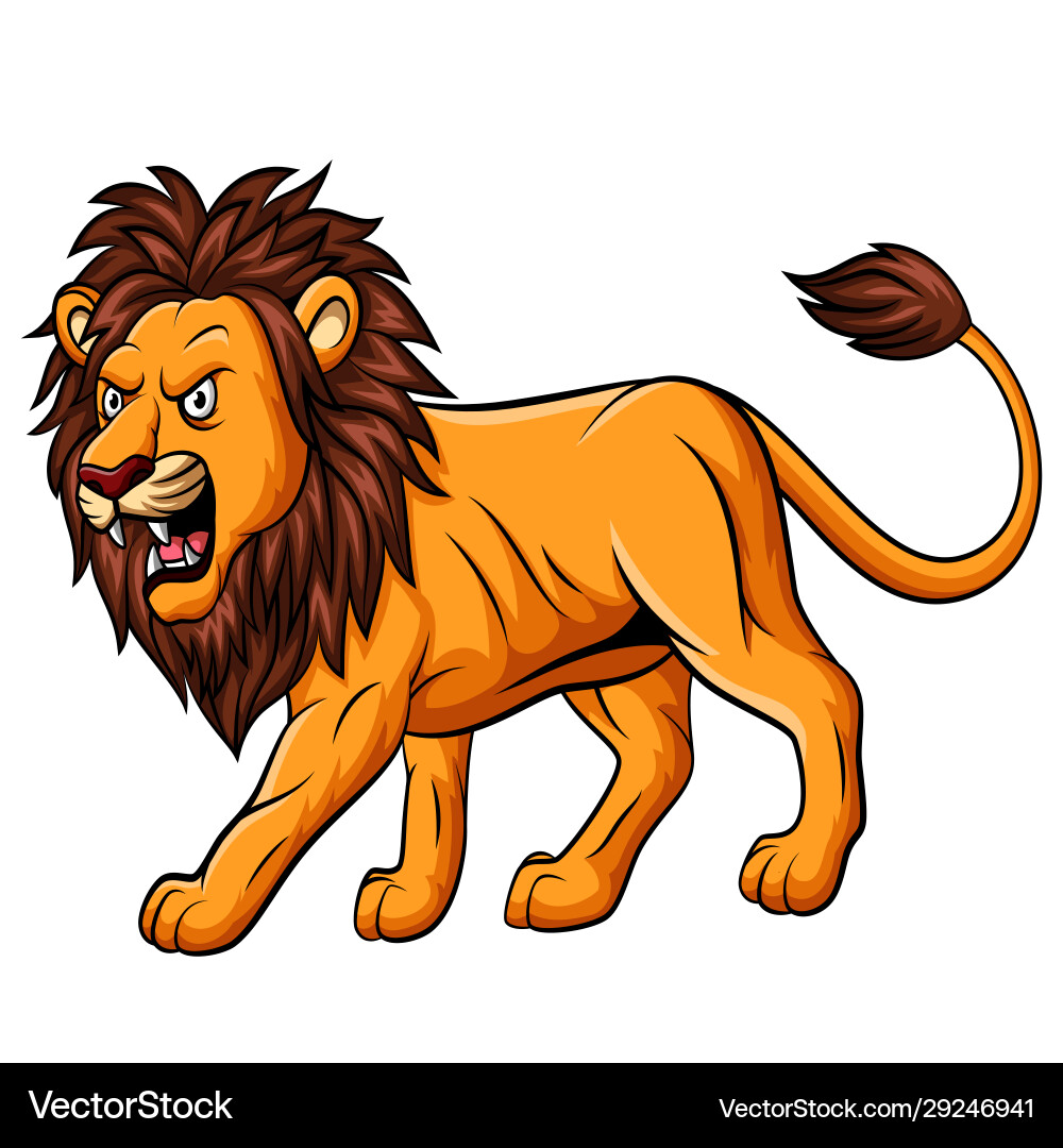 Cartoon roaring lion mascot on white background Vector Image