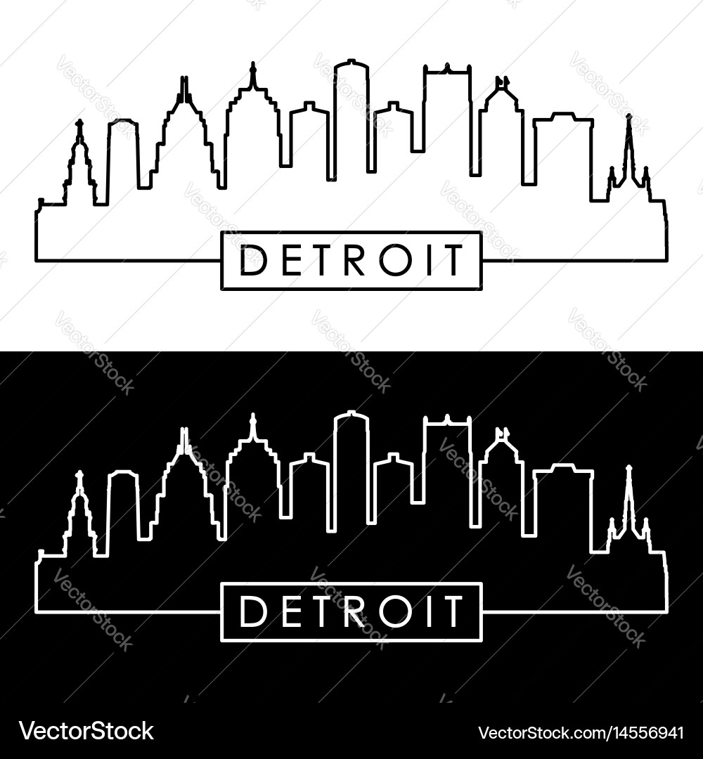 Detroit Skyline Linear Art Royalty Free Vector Image
