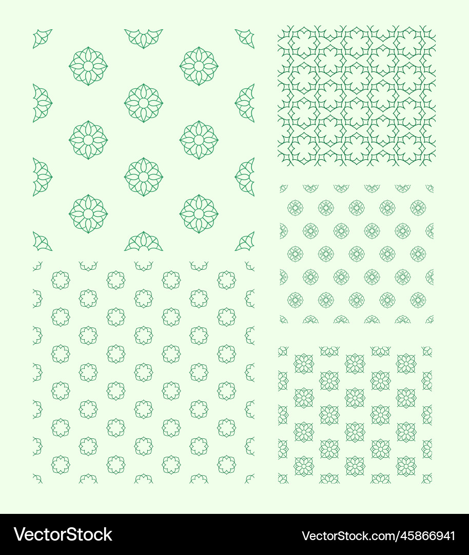 Green islamic pattern outline Royalty Free Vector Image