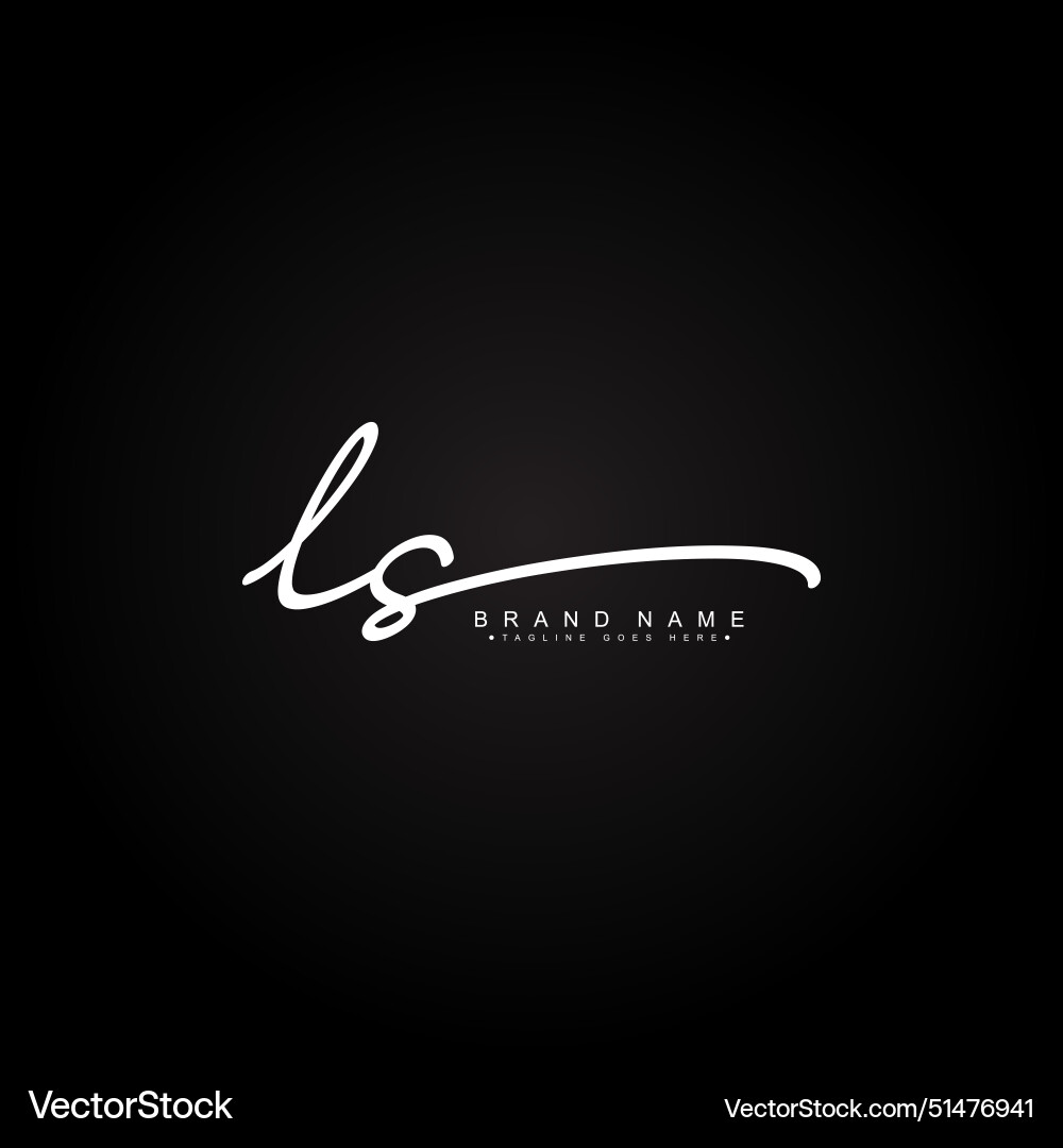 Handwritten signature logo for initial letter ls Vector Image