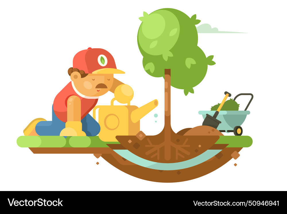 Man planting tree Royalty Free Vector Image - VectorStock