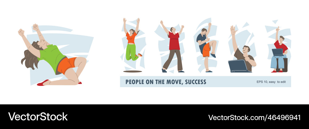 People expressing success and victory collection Vector Image