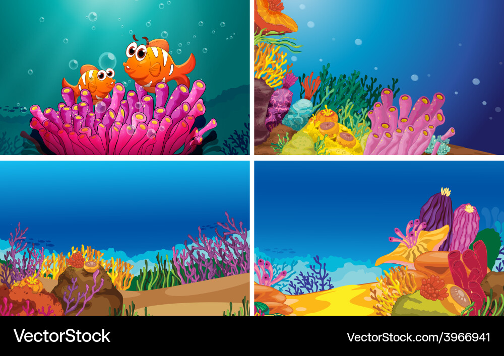 Underwater scenes Royalty Free Vector Image - VectorStock
