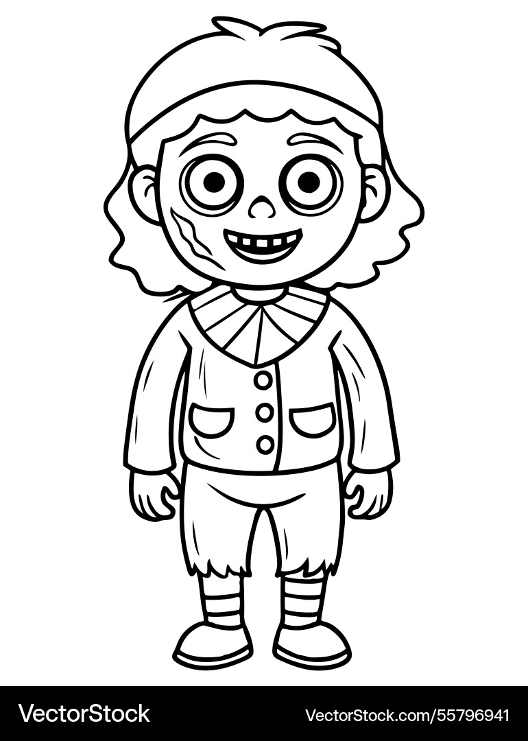Zombie apocalypse coloring page for kids Vector Image