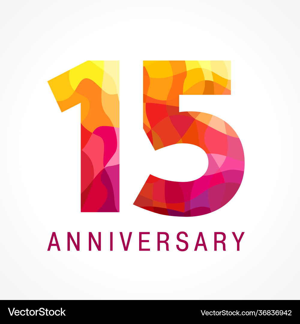 15 anniversary red logo Royalty Free Vector Image