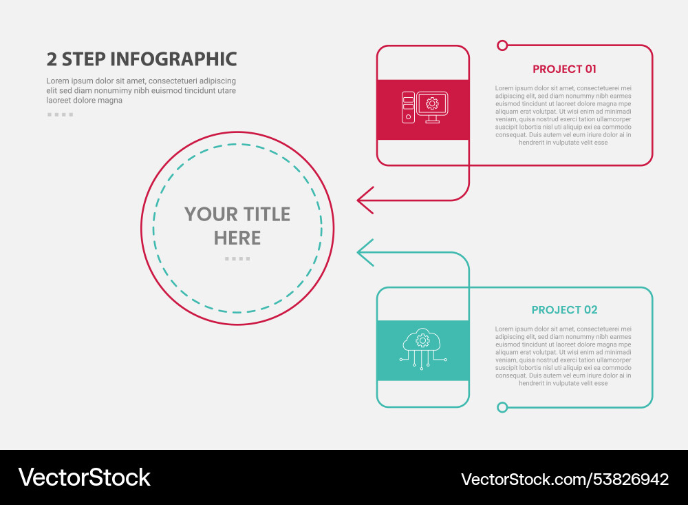 2 points template infographic outline style Vector Image