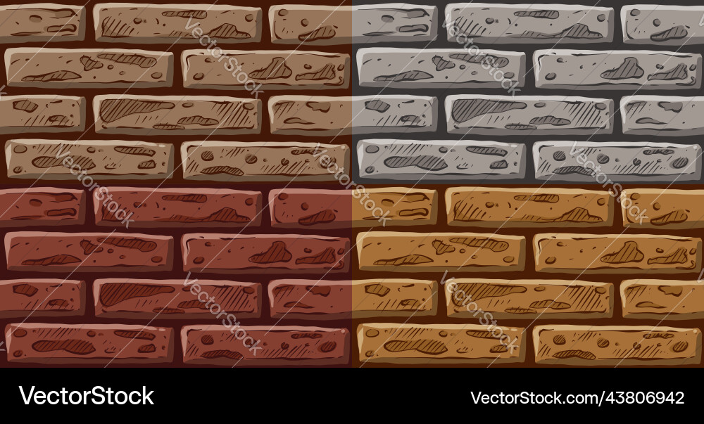 Cartoon brick wall texture seamless background Vector Image