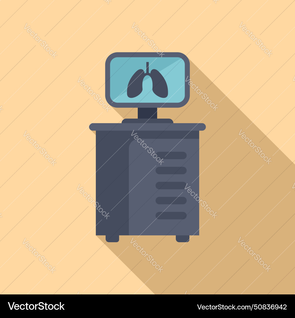 Lungs computer diagnostic icon flat Royalty Free Vector