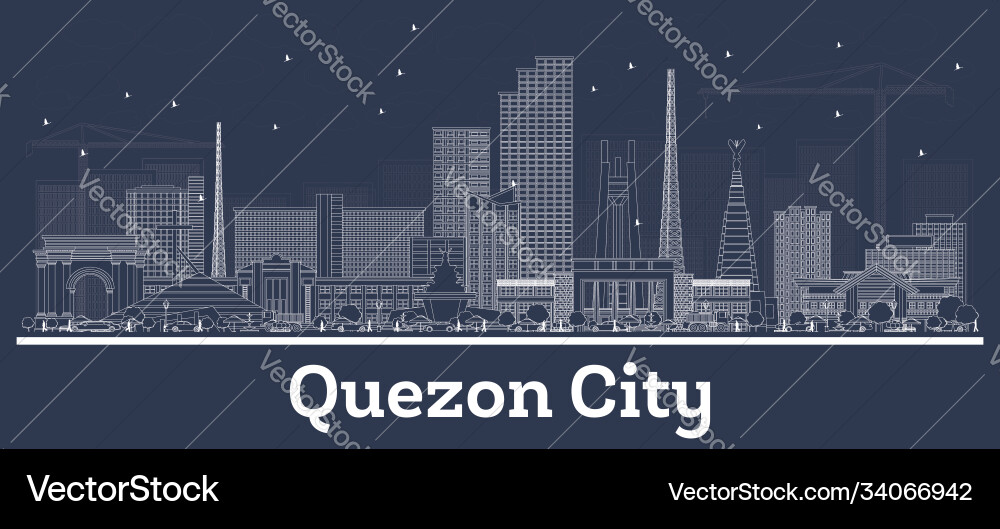 Outline quezon city philippines skyline Royalty Free Vector
