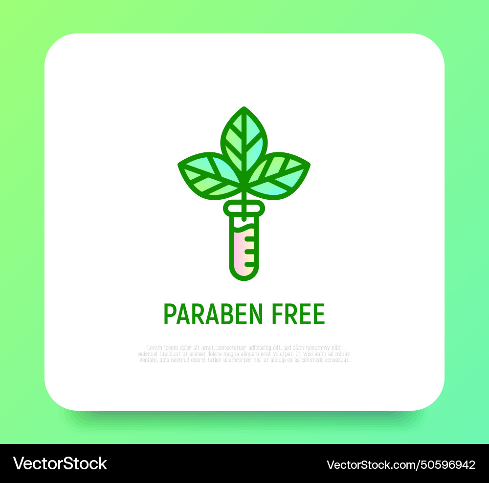 Paraben free sign thin line icon with leaf Vector Image