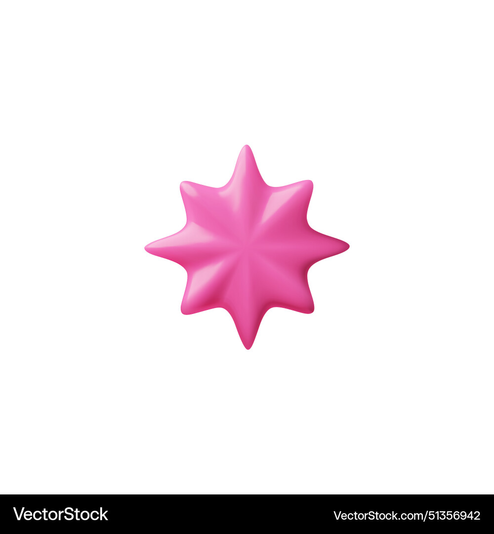 Radiant pink 3d star icon Royalty Free Vector Image