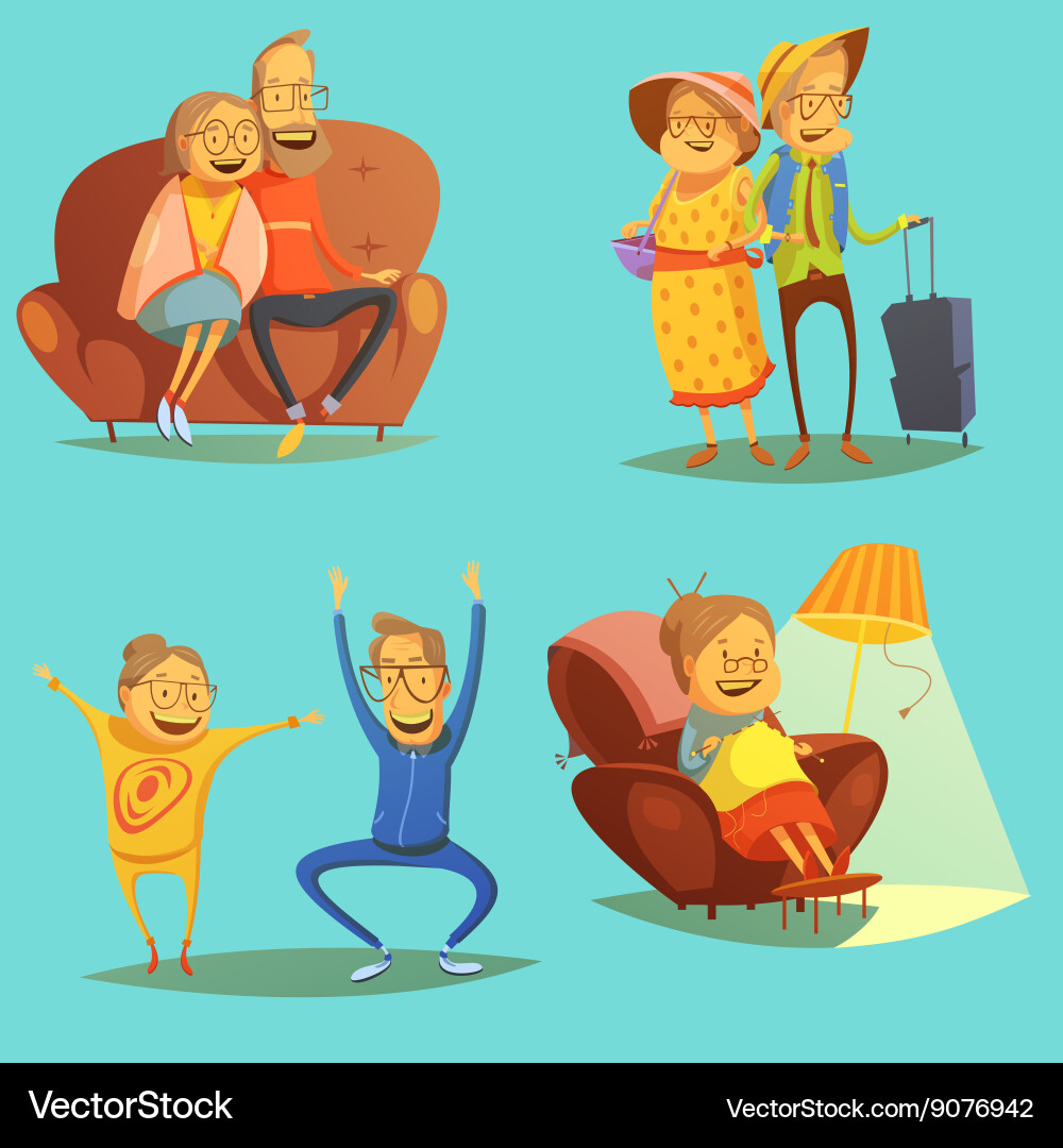 Senior people icons set Royalty Free Vector Image