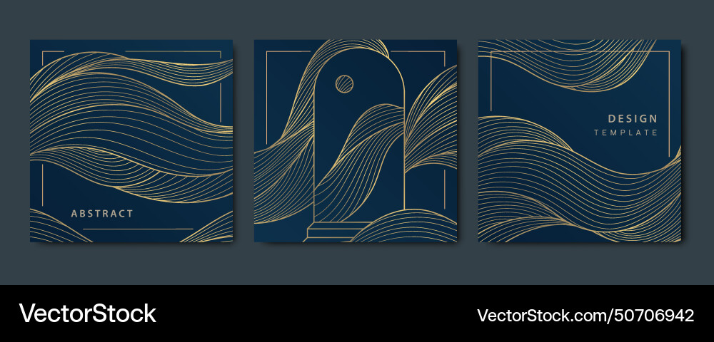Set of line arch boho cards wave Royalty Free Vector Image