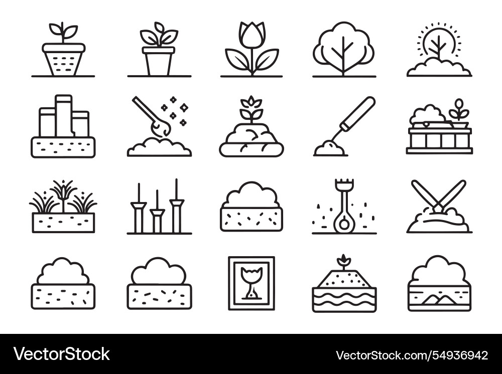Soil ground and gardening line editable stroke Vector Image
