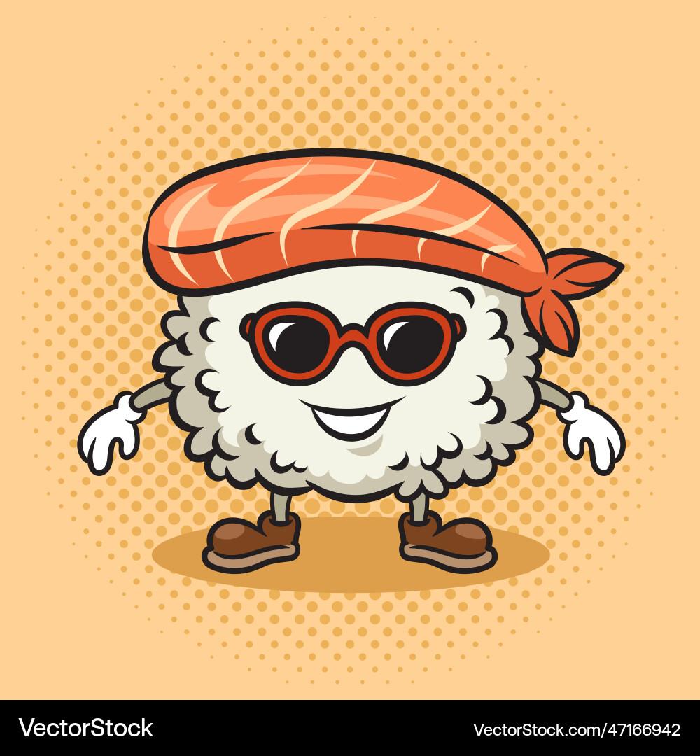 Sushi cartoon character pop art Royalty Free Vector Image
