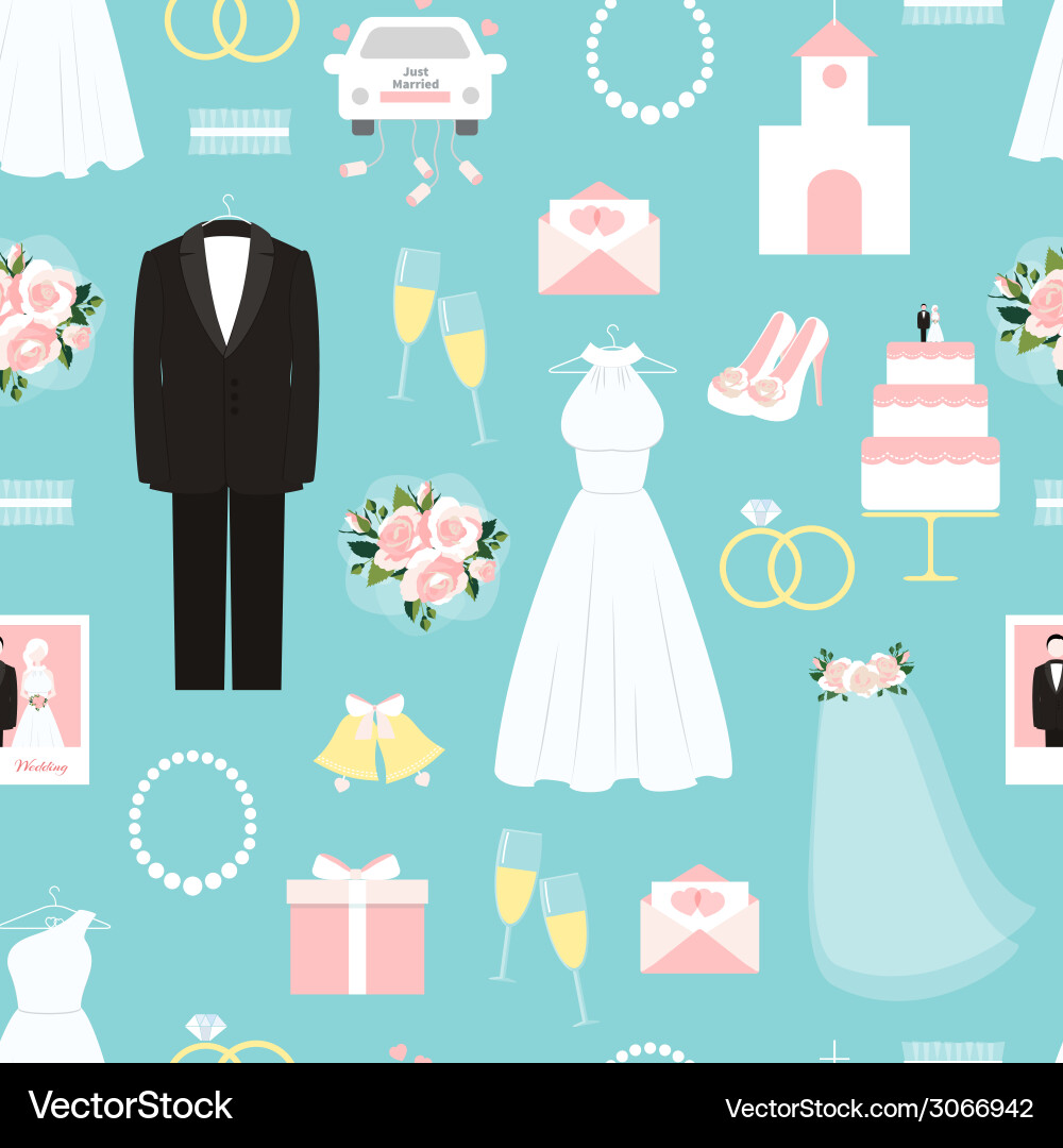 Wedding seamless background pattern Royalty Free Vector