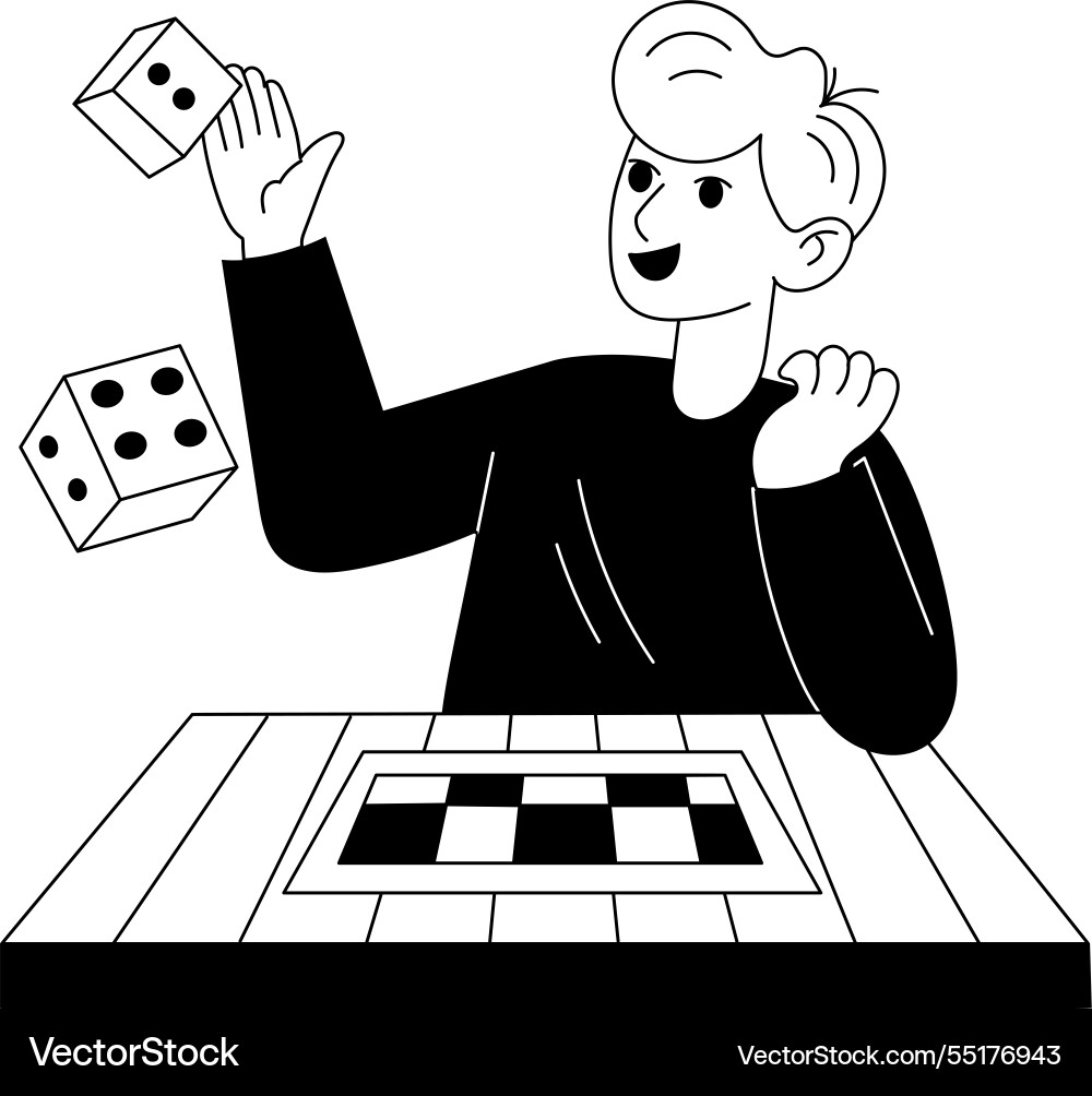 A glyph style of character tossing Royalty Free Vector Image