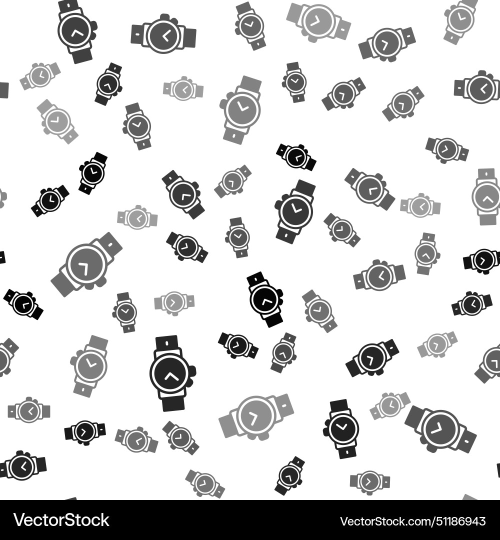 Black wrist watch icon isolated seamless pattern Vector Image