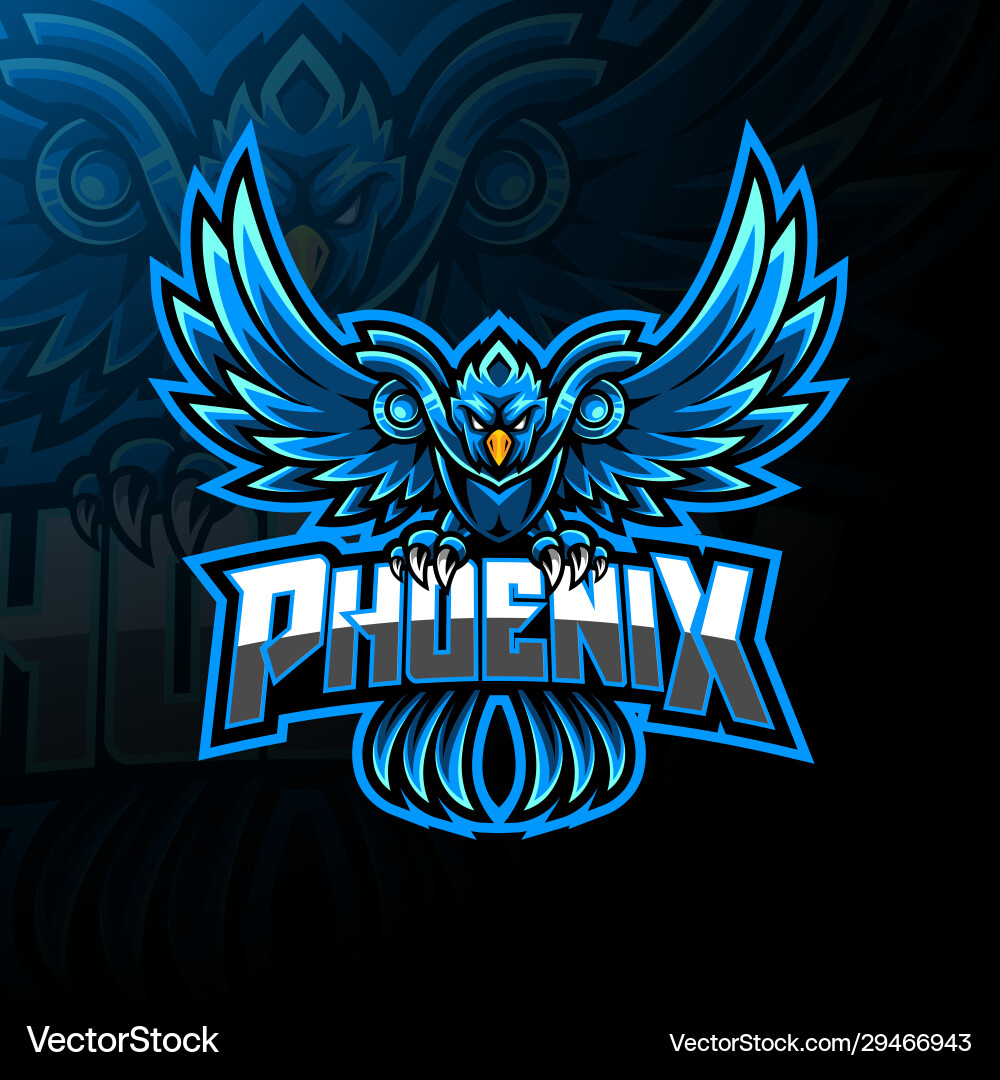 Blue Phoenix Esports Logo Royalty Free Vector Image