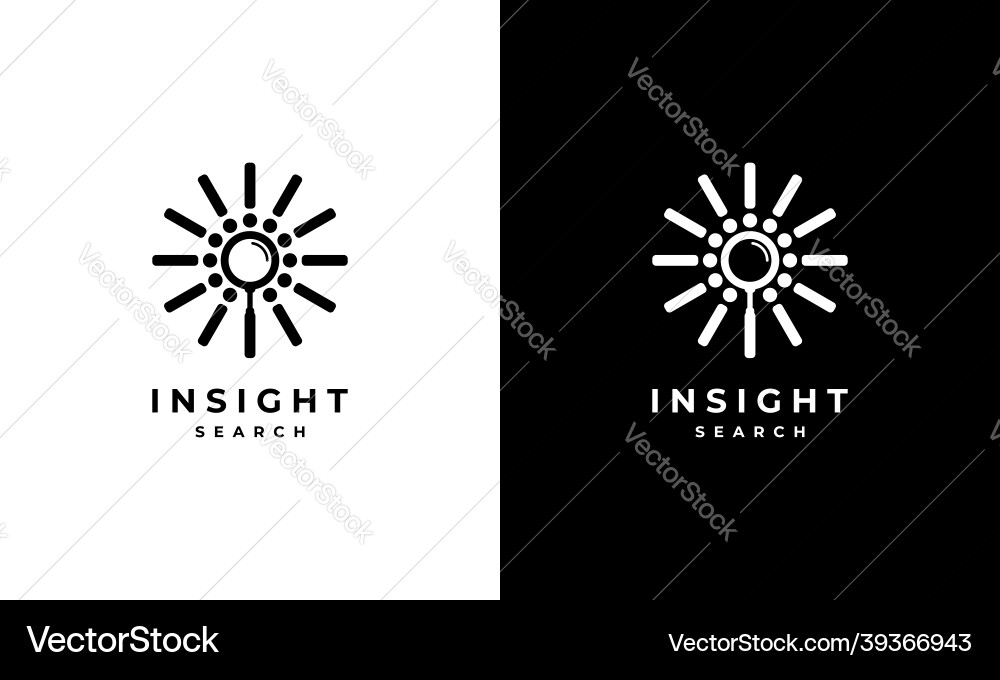 Bright spark with magnifying glass logo design Vector Image