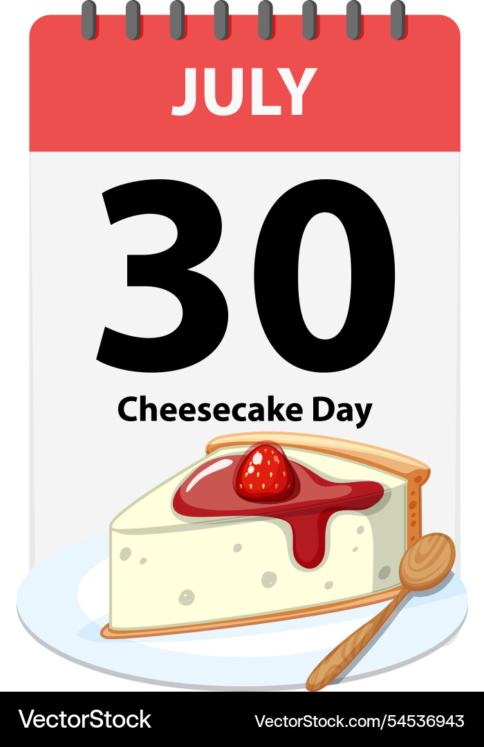Calendar page with cheesecake slice and strawberry