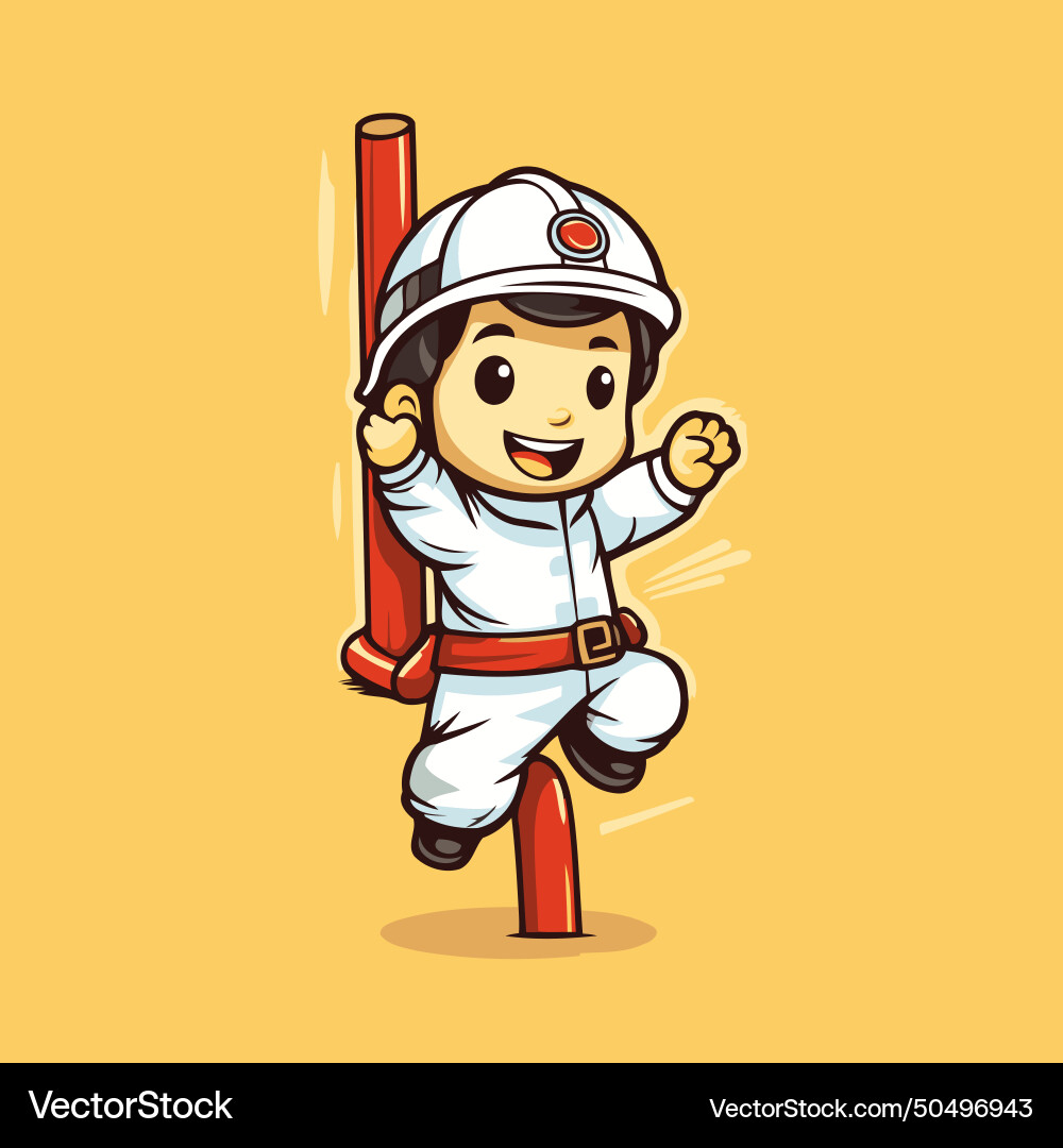 Cartoon firefighter holding a fire hose Royalty Free Vector
