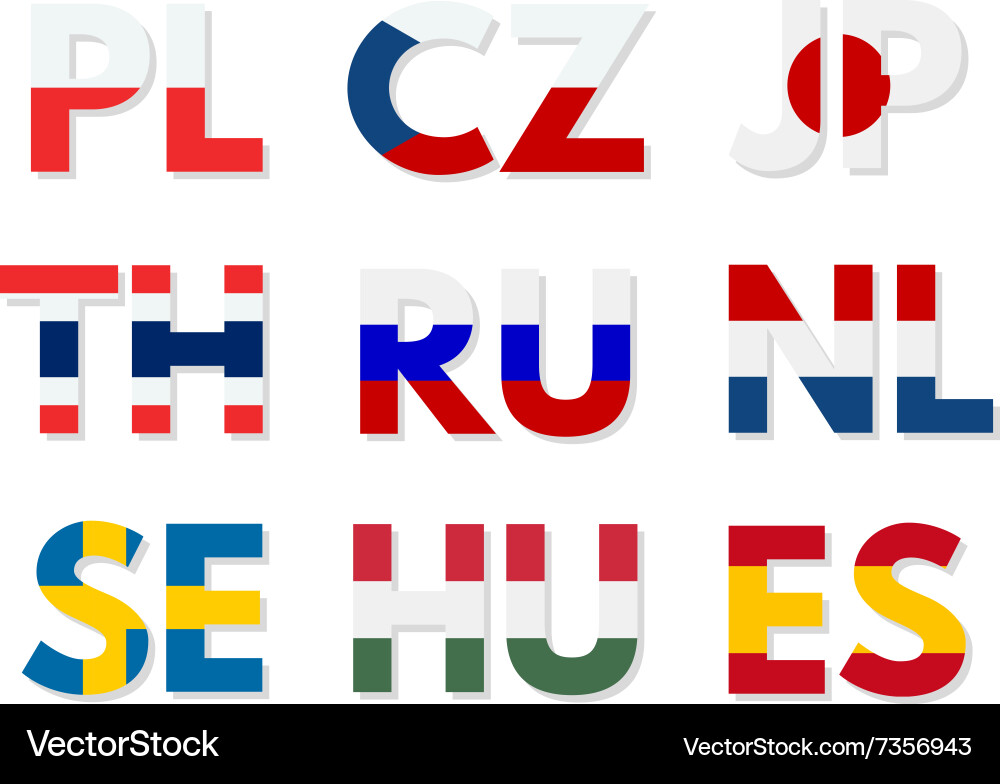 Countries domains set Royalty Free Vector Image