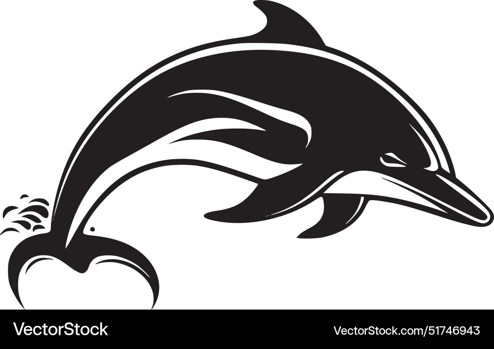 Dolphin - black and white Royalty Free Vector Image