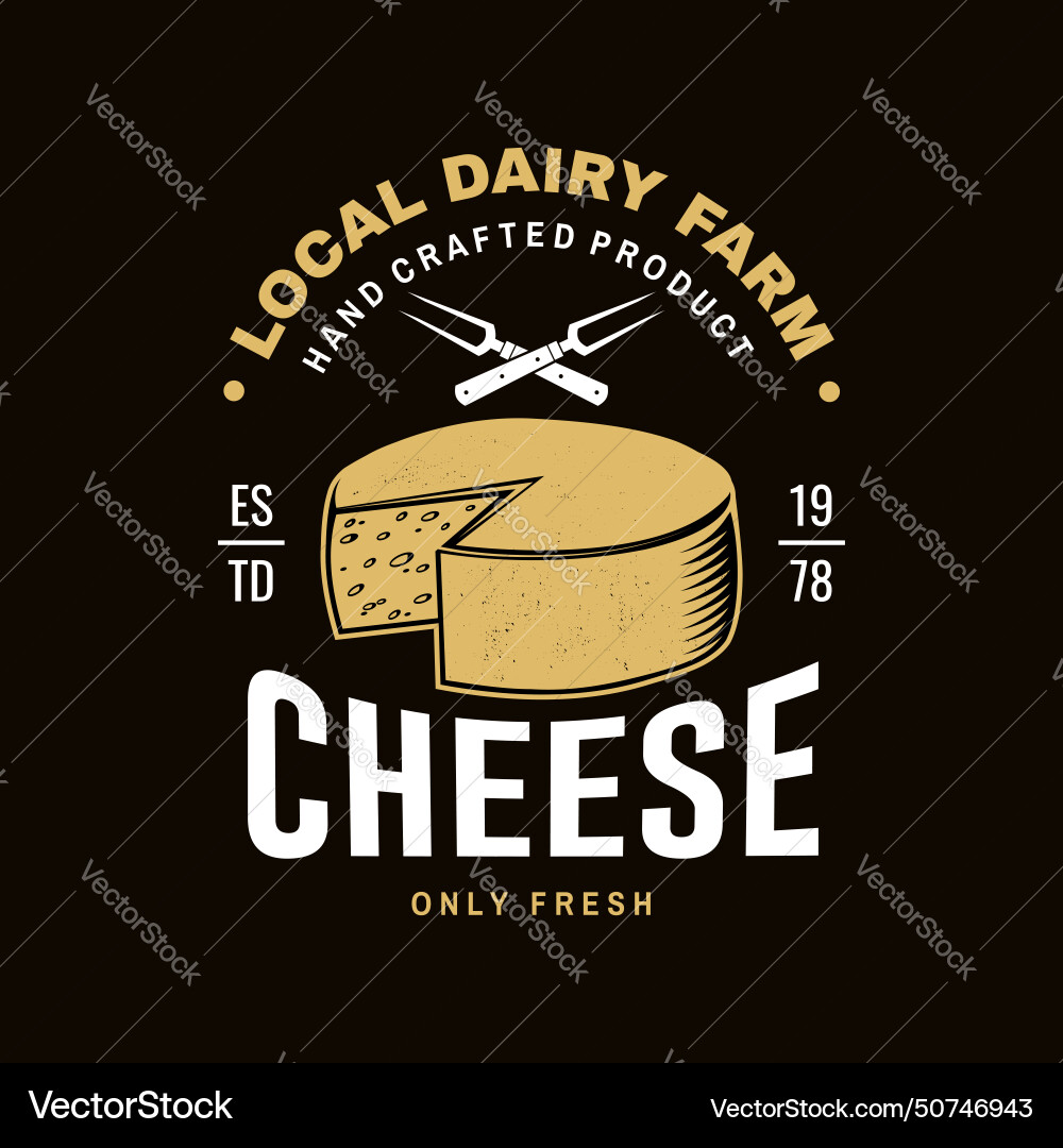 Fresh cheese badge design template for logo Vector Image